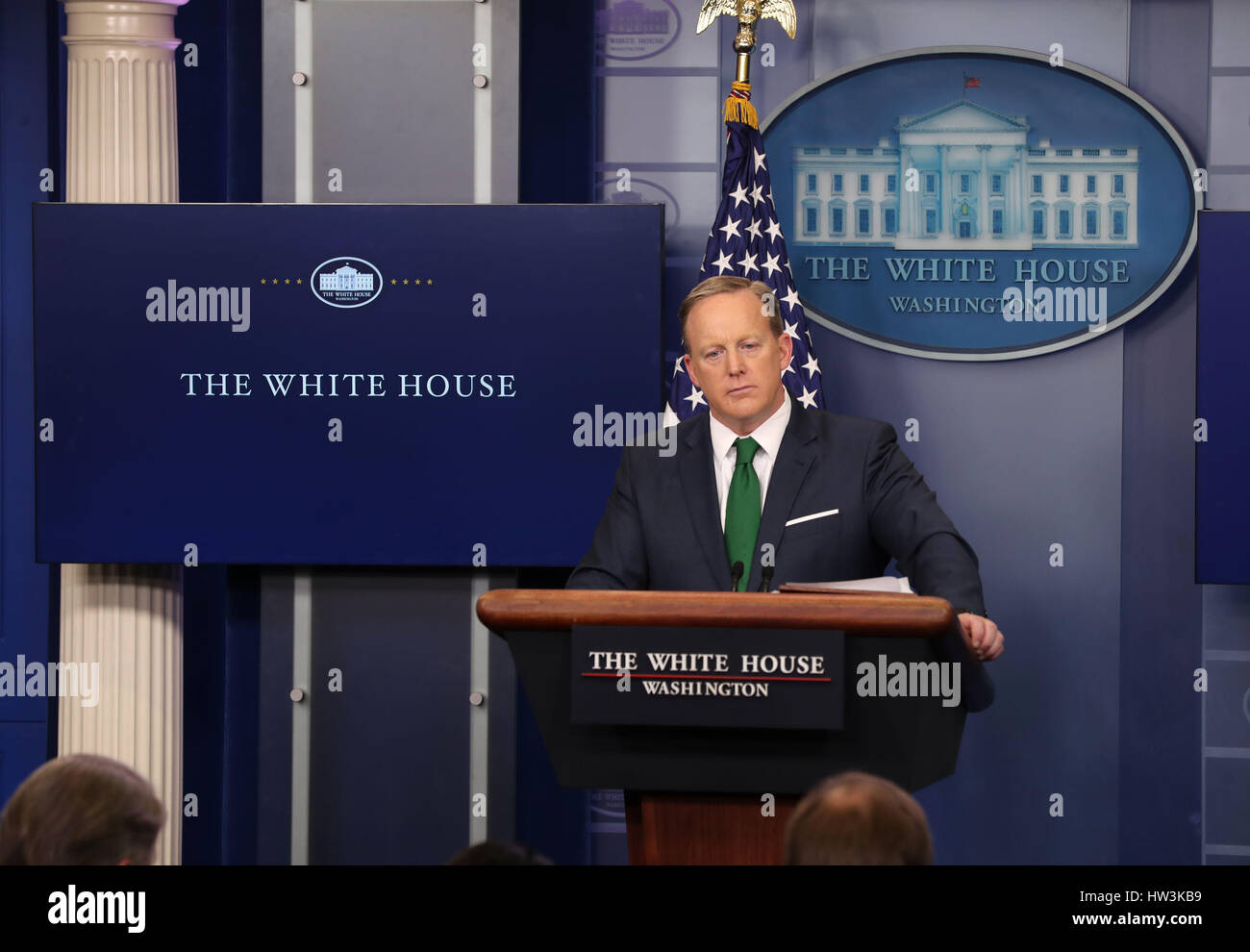 RETRANSMITTED ADDING LOCATION DETAIL White House Press Secretary Sean ...