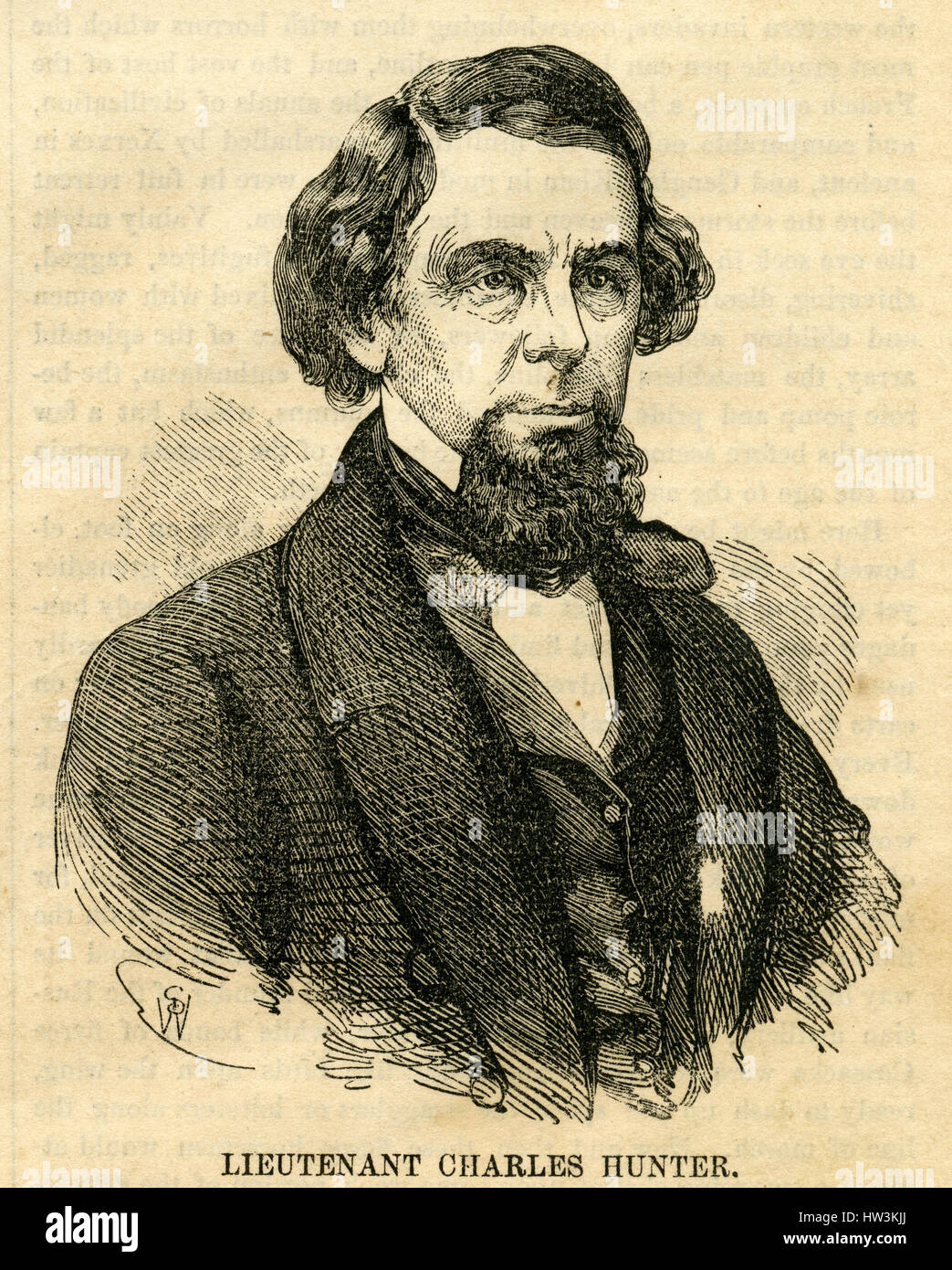 Antique 1854 engraving, "Lieutenant Charles G. Hunter, of the US Navy ...