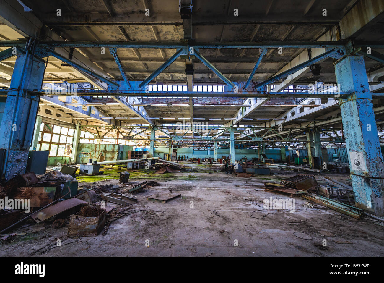 Main wrokshop of abandoned Jupiter Factory in Pripyat ghost town of ...