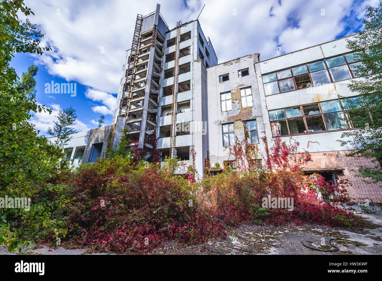 Main building of abandoned Jupiter Factory in Pripyat ghost town of ...