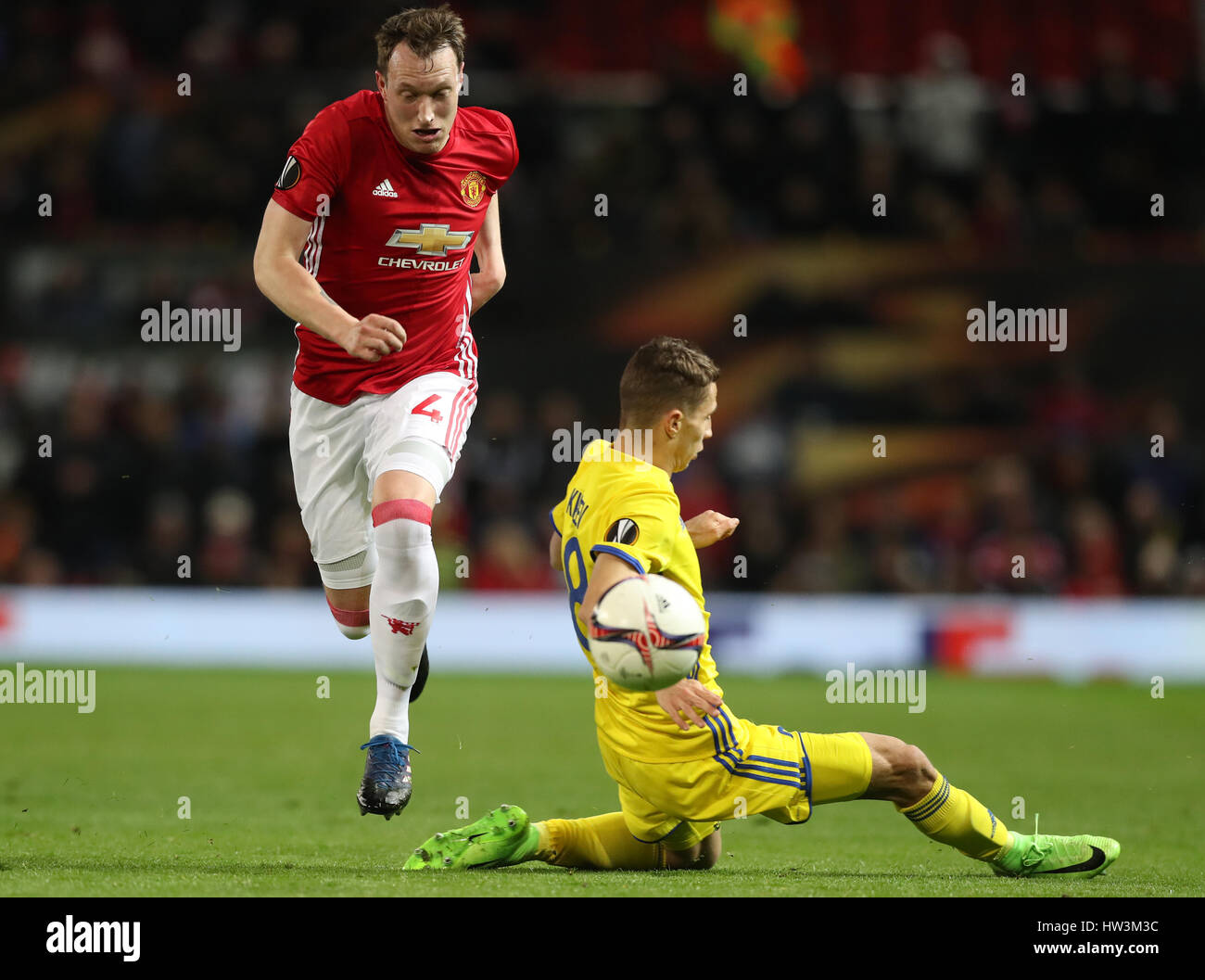 Manchester United's Phil Jones (left) and FC Rostov's Igor Kireev ...