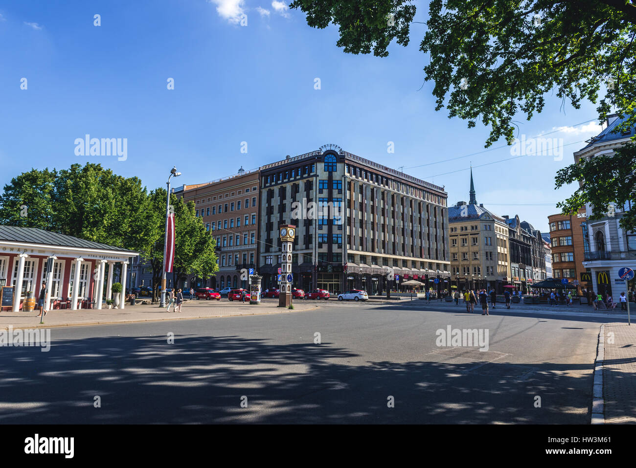 Hotel Roma and Kolonade restaurant (left) in Riga, capital city of ...