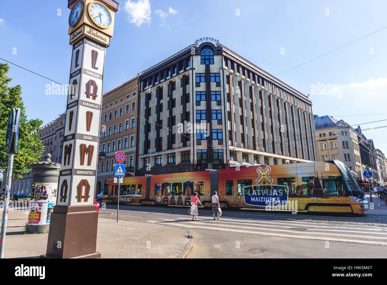 Laima Clock and Hotel Roma in Riga, capital city of Republic of Latvia ...