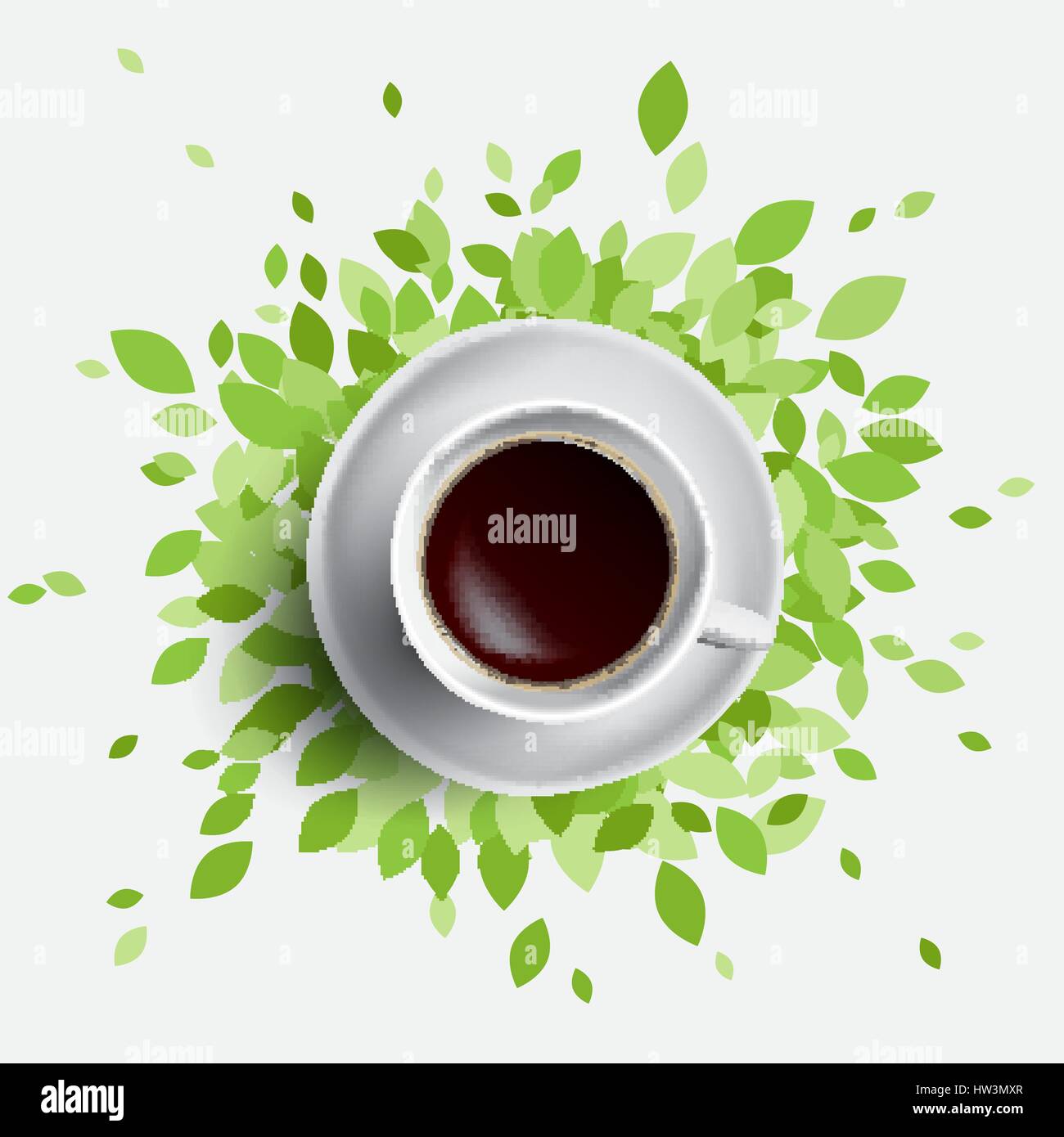 Coffee and green leaves vector illustration Stock Vector Image & Art ...