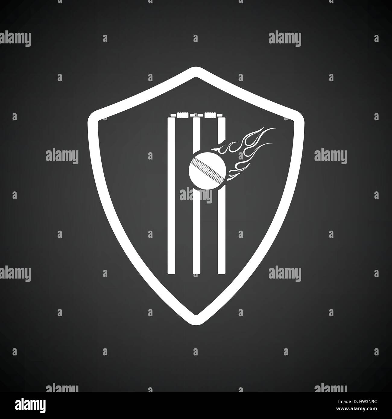 Cricket shield emblem icon. Black background with white. Vector ...