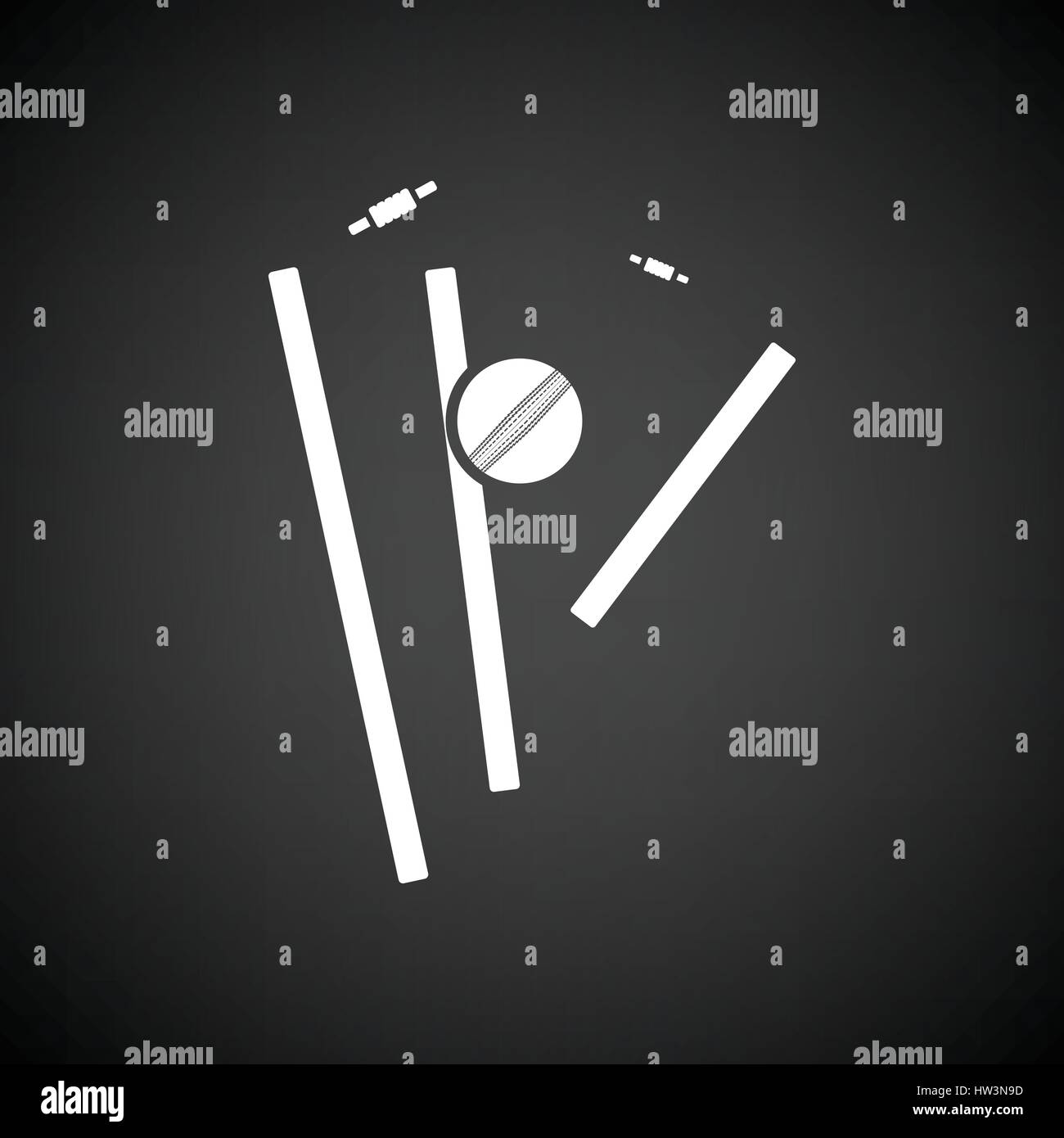 Cricket wicket icon. Black background with white. Vector illustration ...