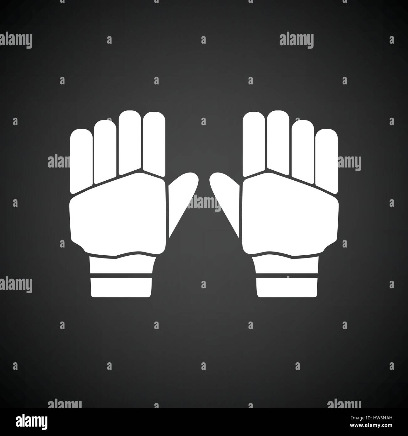 Pair of cricket gloves icon. Black background with white. Vector ...