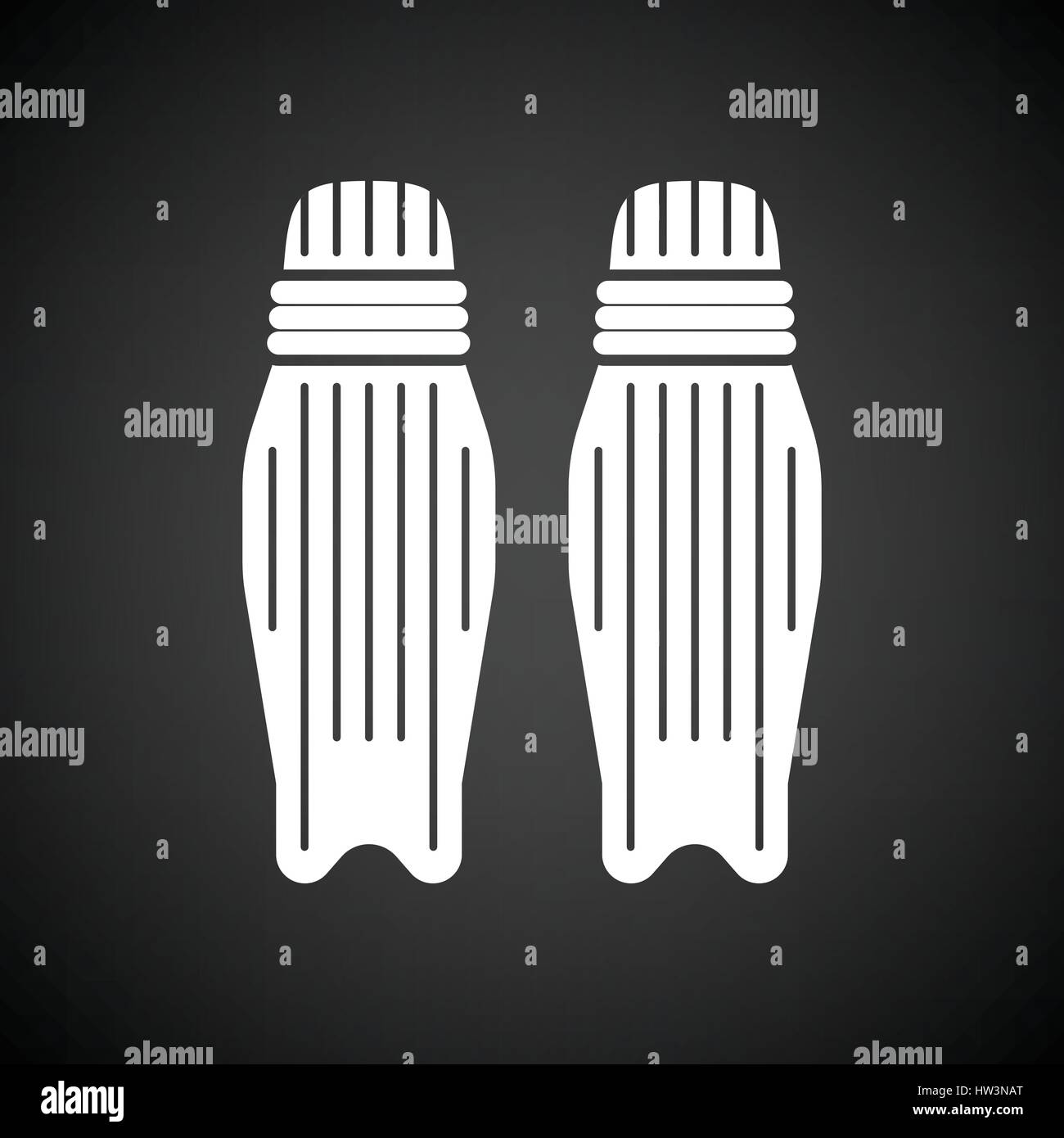 Cricket leg protection icon. Black background with white. Vector ...