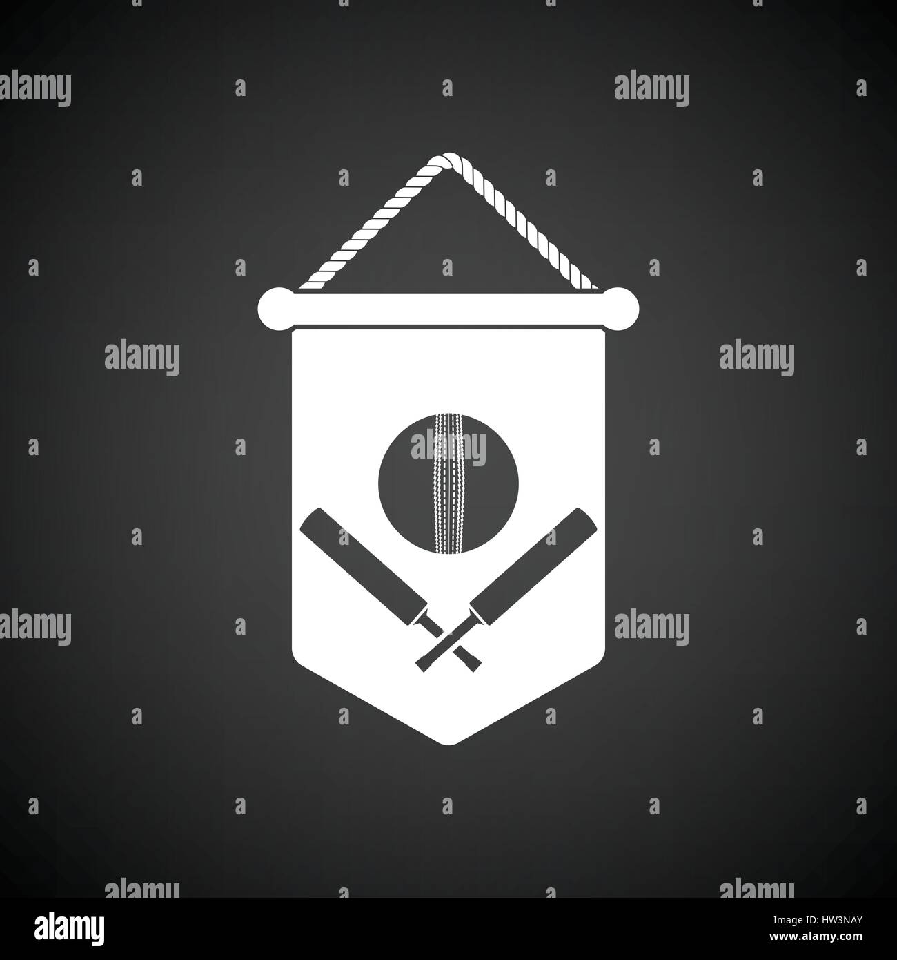 Cricket shield emblem icon. Black background with white. Vector ...