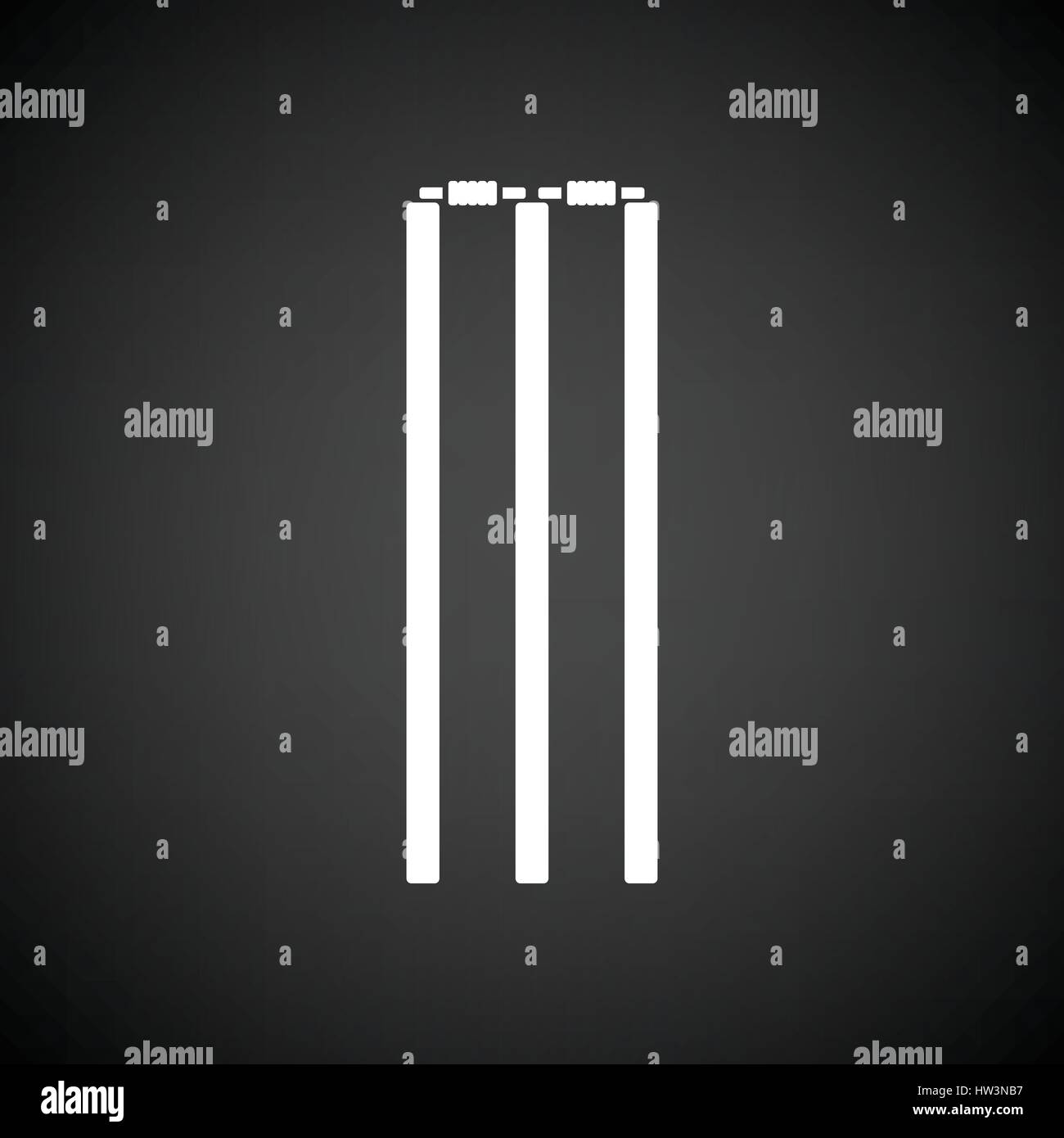 Cricket wicket icon. Black background with white. Vector illustration ...