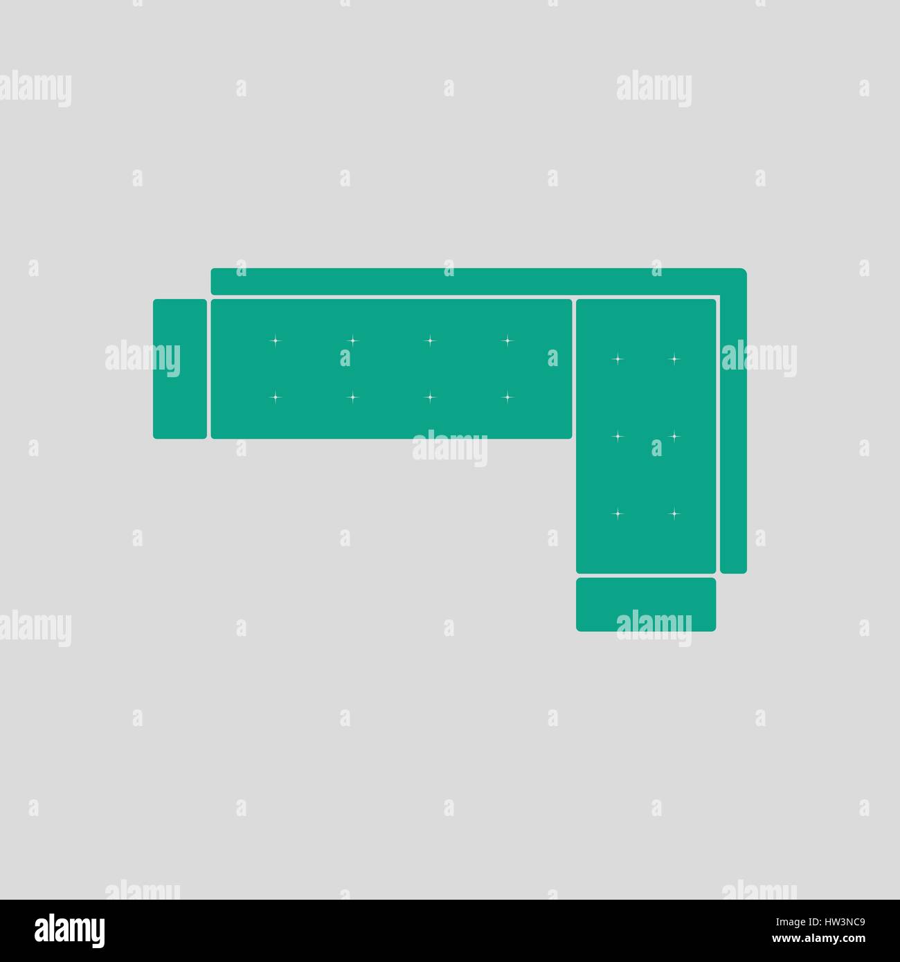 Corner sofa icon. Gray background with green. Vector illustration Stock ...