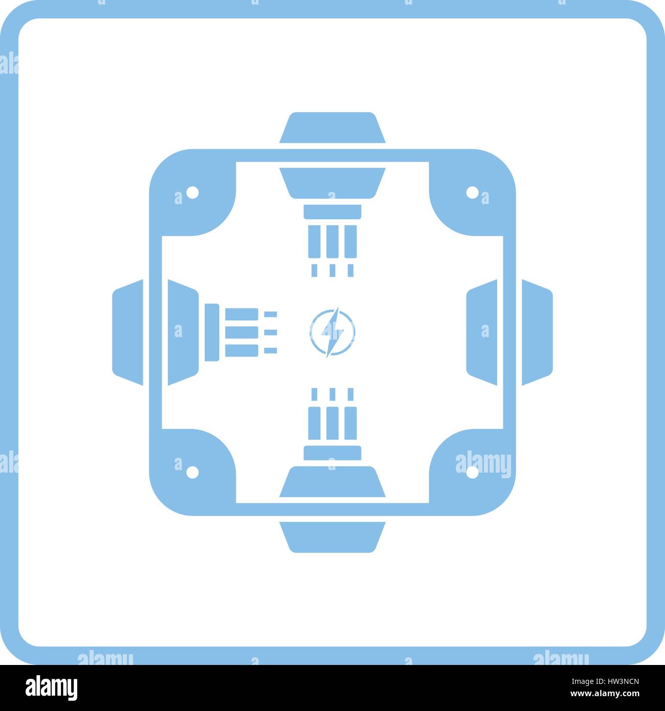 Electrical junction box icon. Blue frame design. Vector illustration ...