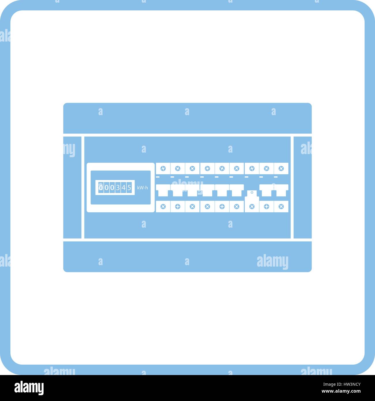 Circuit breakers box icon. Blue frame design. Vector illustration Stock ...