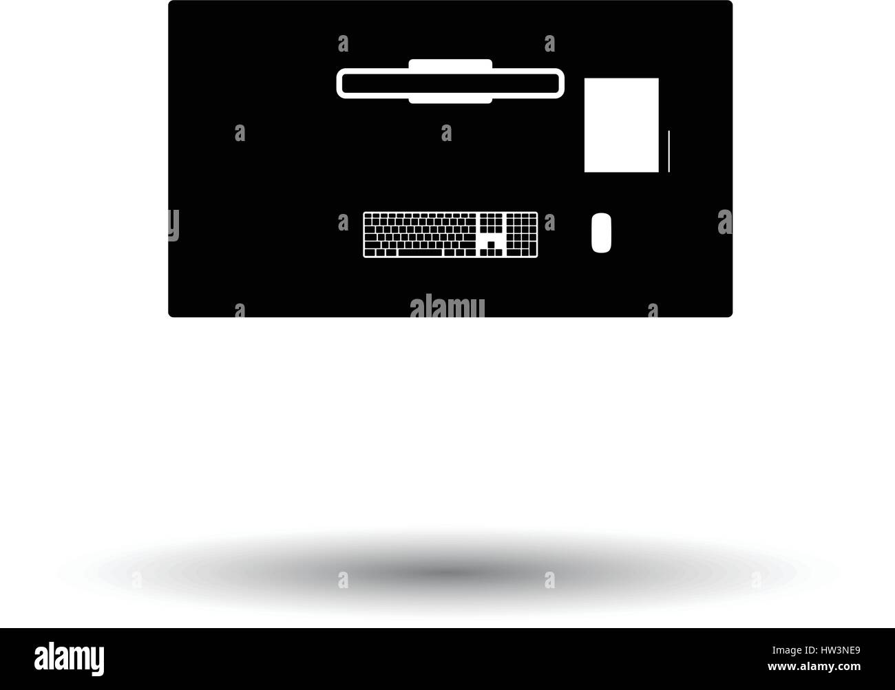 Office table top view icon. White background with shadow design. Vector ...