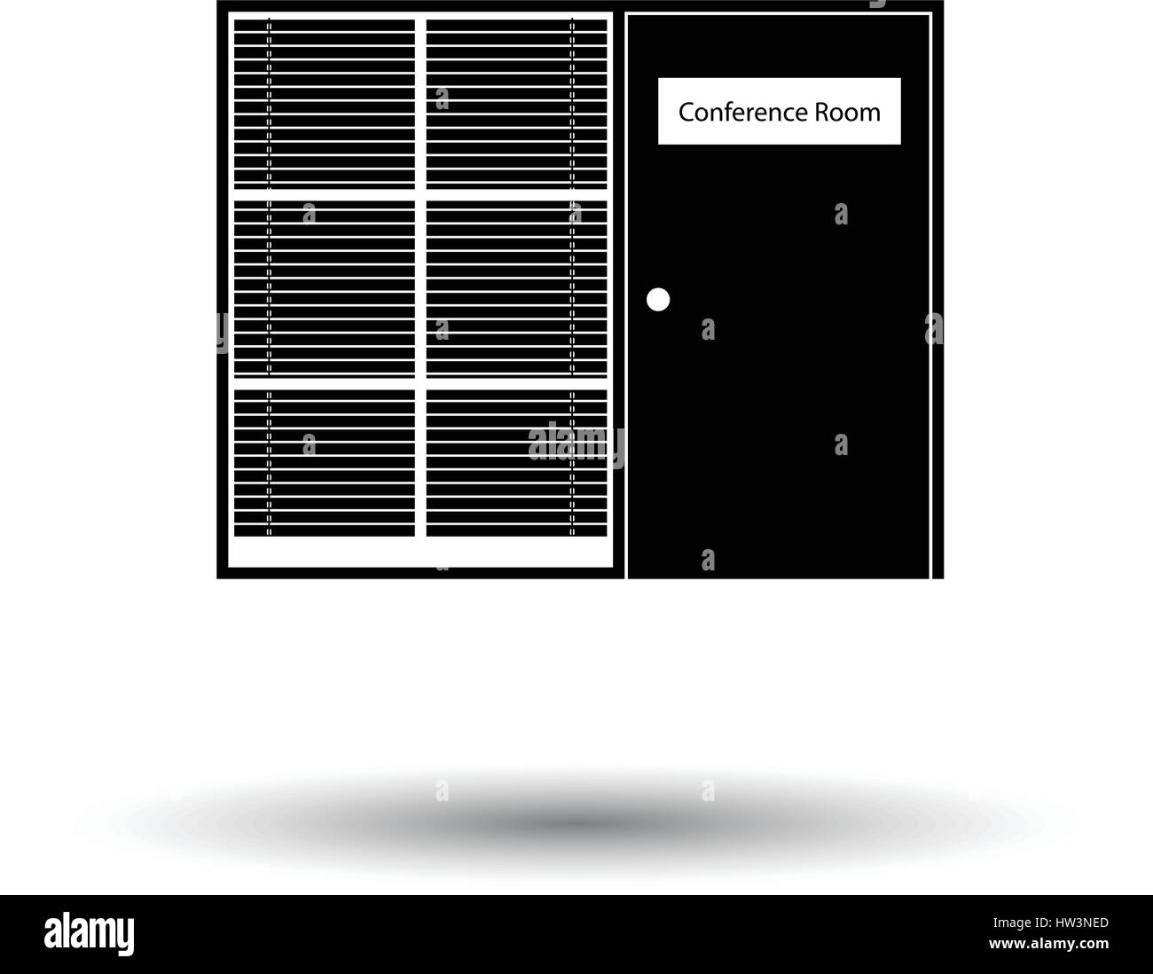 Conference room icon. White background with shadow design. Vector ...