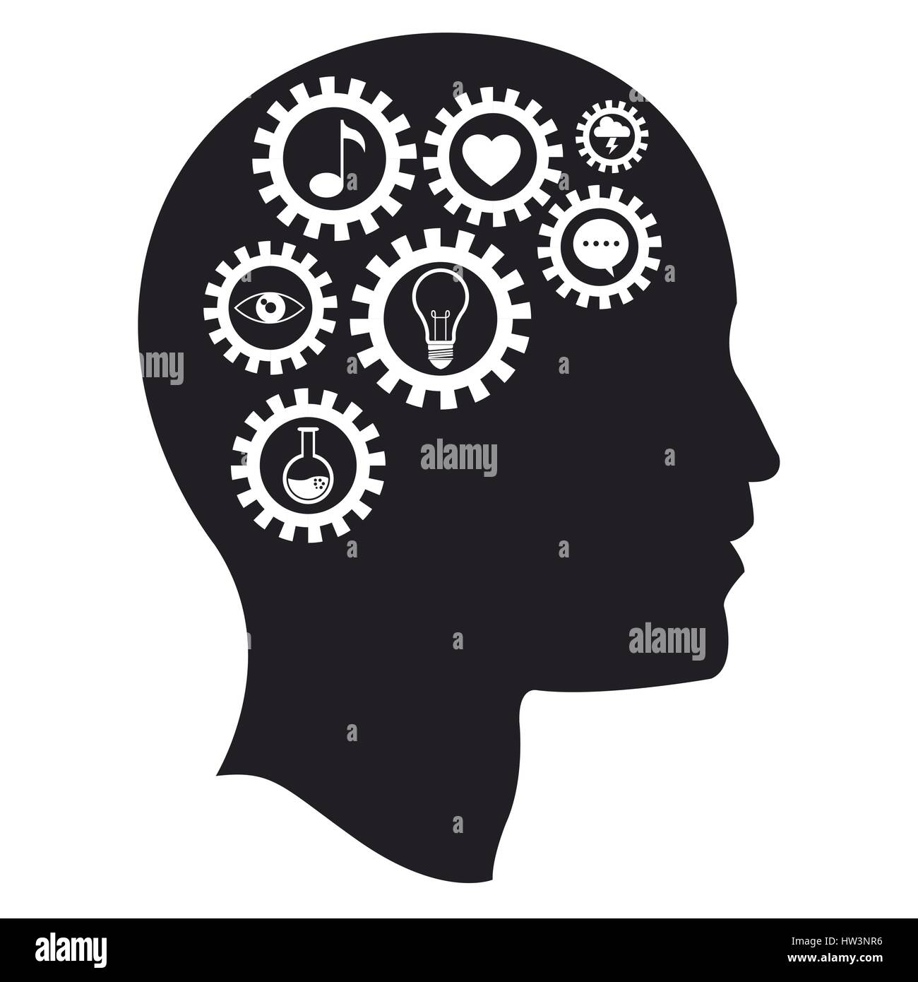 head brain gears intelligence media Stock Vector Image & Art - Alamy