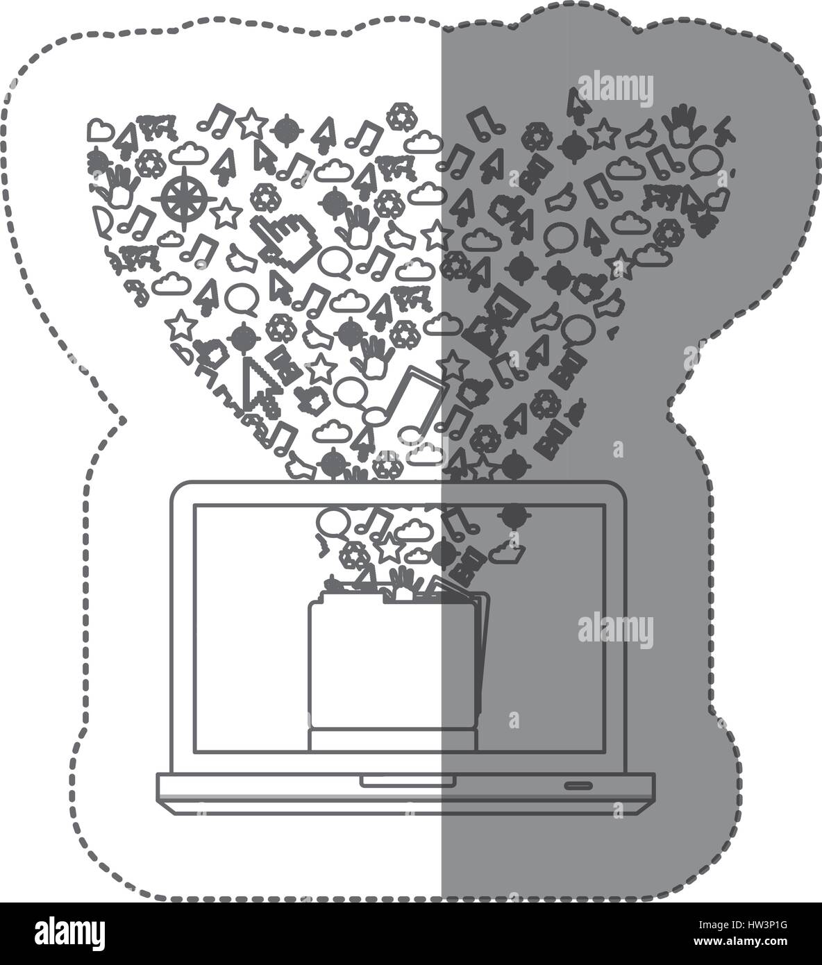Sticker silhouette laptop computer hi-res stock photography and images ...
