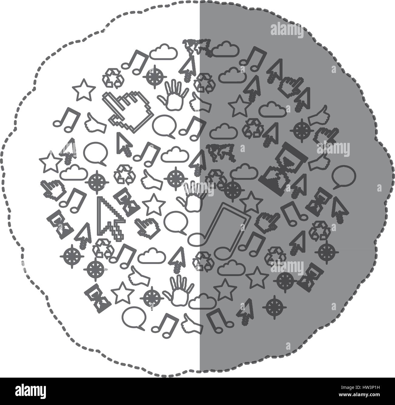 sticker circular pattern monochrome communication tech elements Stock ...