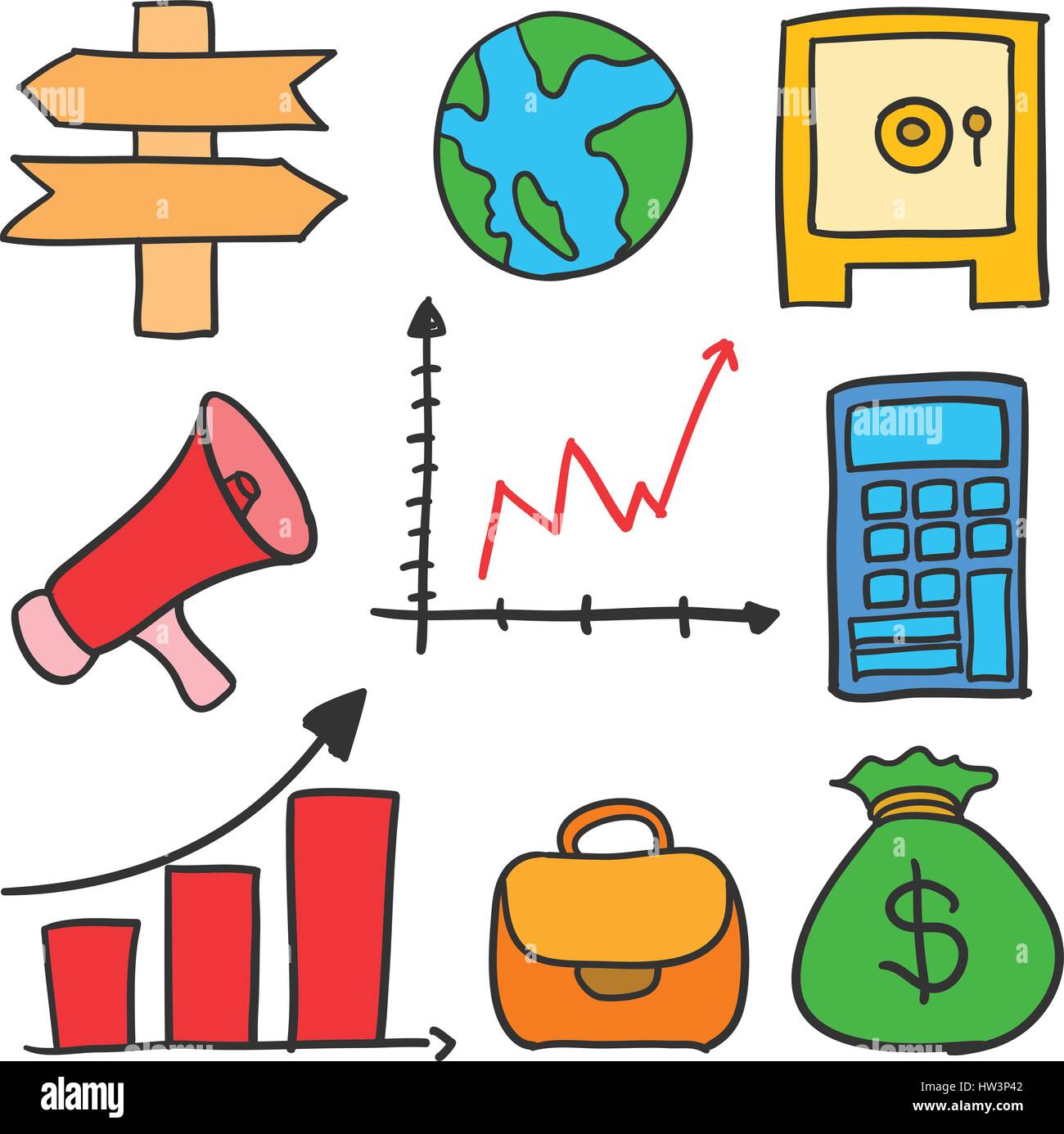 Set of object business doodles Stock Vector Image & Art - Alamy
