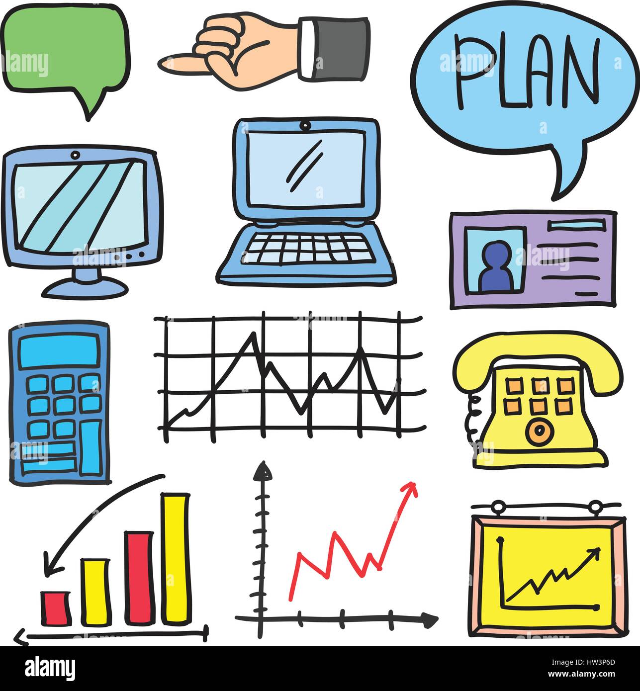 Doodle of element business various vector Stock Vector Image & Art - Alamy