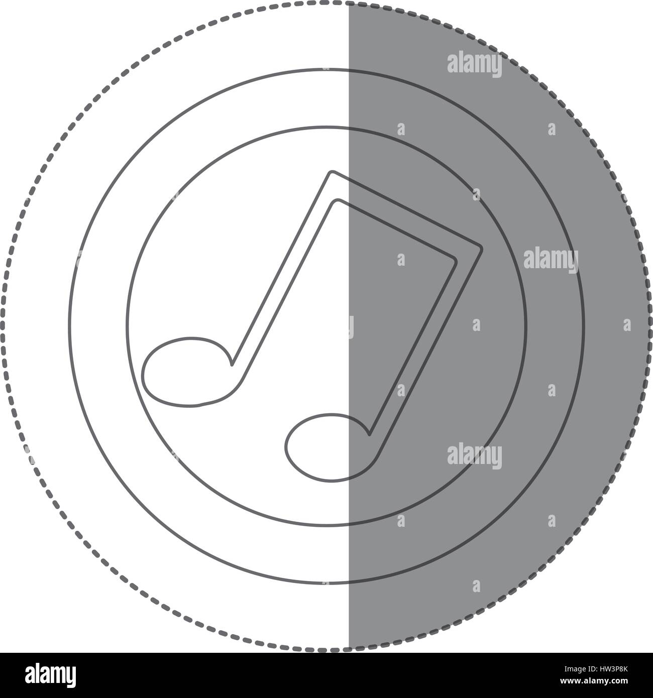 sticker silhouette circular frame with musical note Stock Vector Image ...