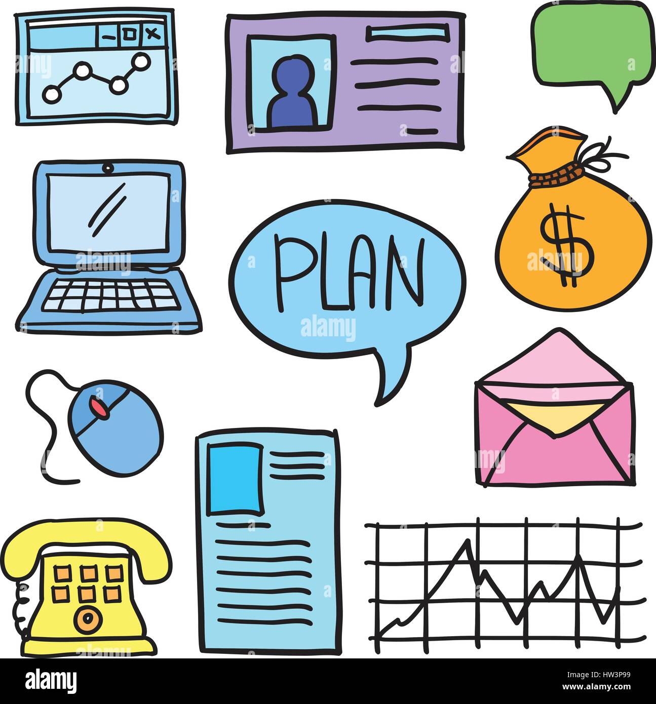 Vector art of object business doodles Stock Vector Image & Art - Alamy