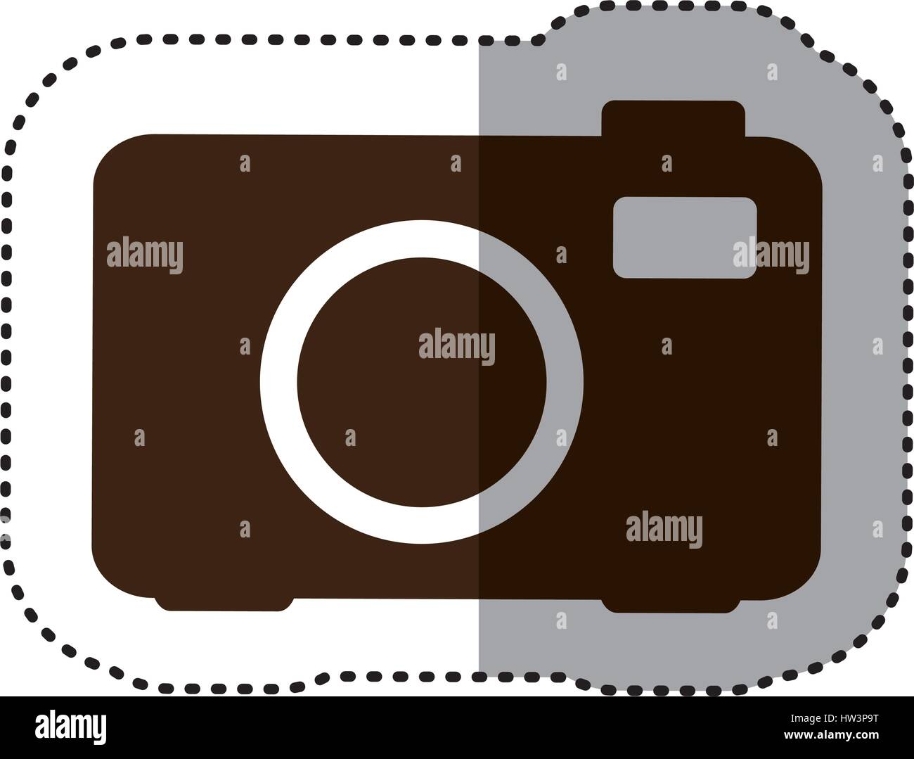 sticker brown silhouette analog camera icon flat Stock Vector Image ...