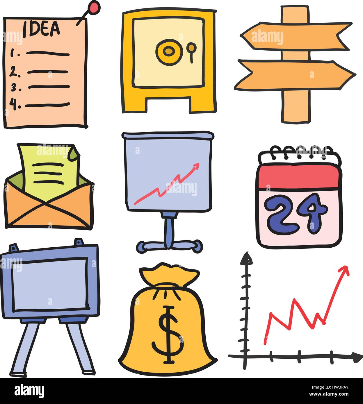Collection of business object various doodles Stock Vector Image & Art ...