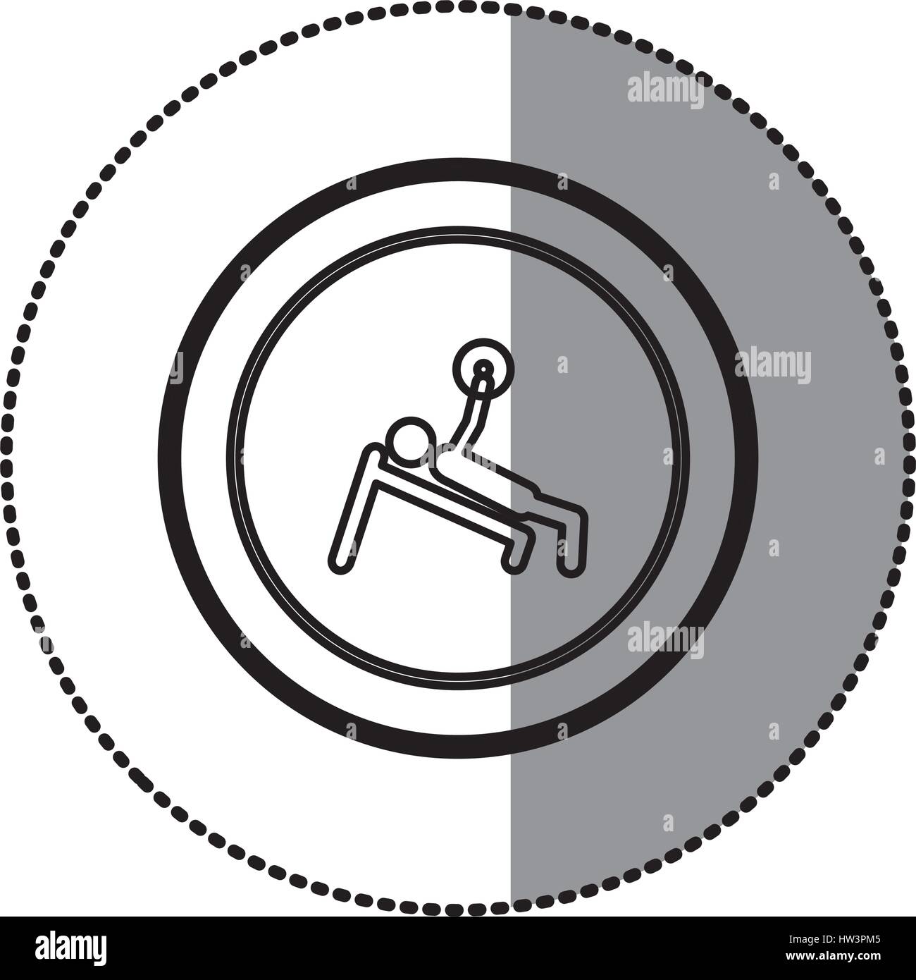 sticker of monochrome pictogram of man with training weightlifting in ...