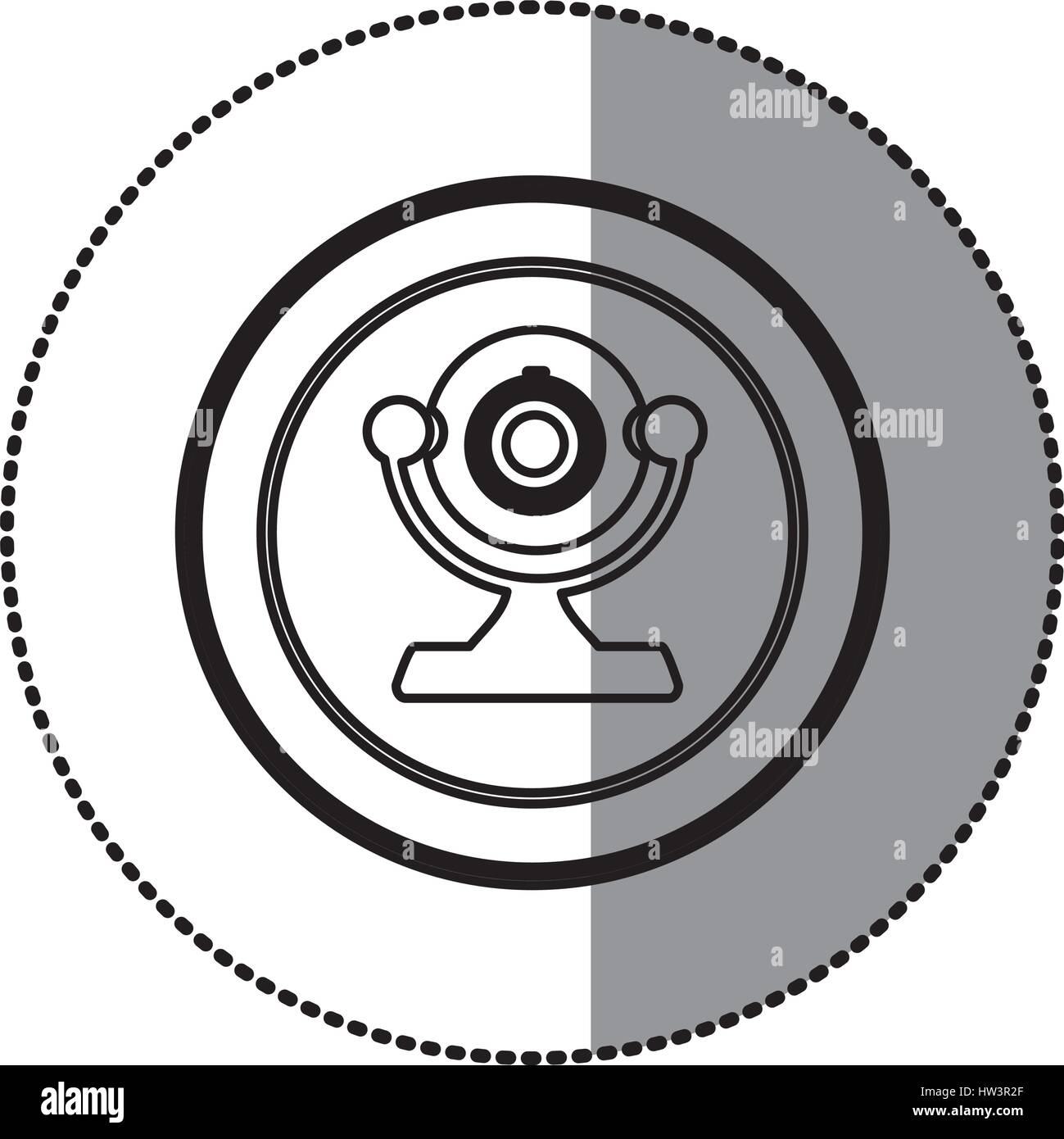 sticker of monochrome contour of desktop webcam in circular frame Stock ...