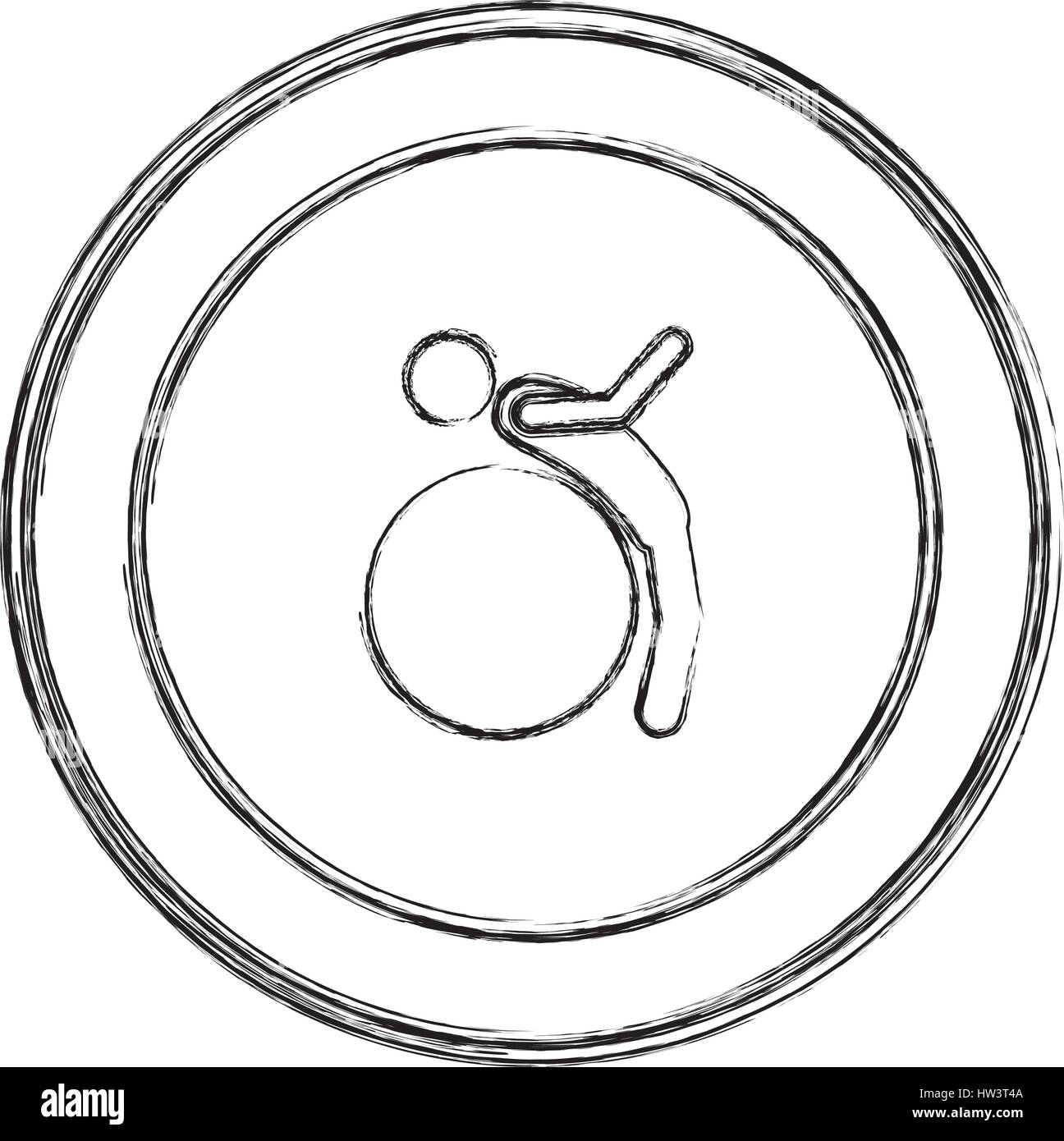 monochrome sketch of training in gym ball in circular frame Stock ...