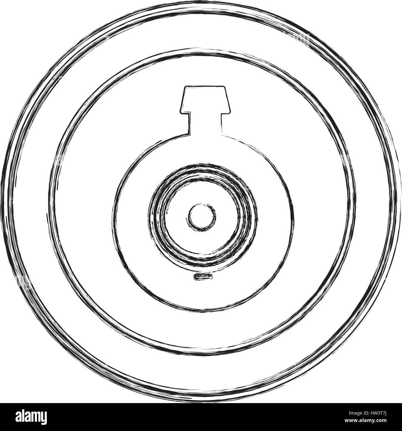 monochrome sketch of video security camera lens in circular frame Stock ...
