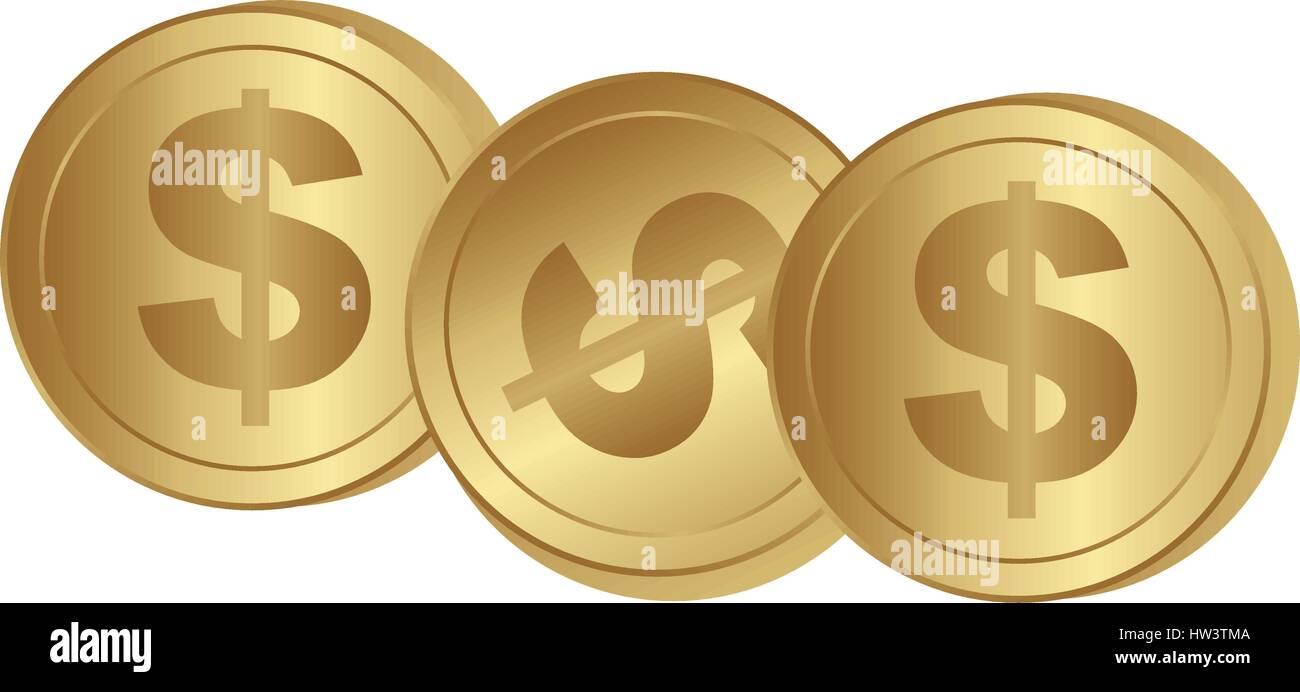 color silhouette with three coins in vertical position Stock Vector ...