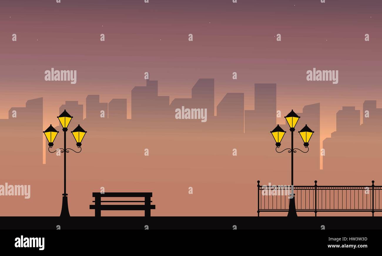 building with street lamp scenery at night Stock Vector Image & Art - Alamy