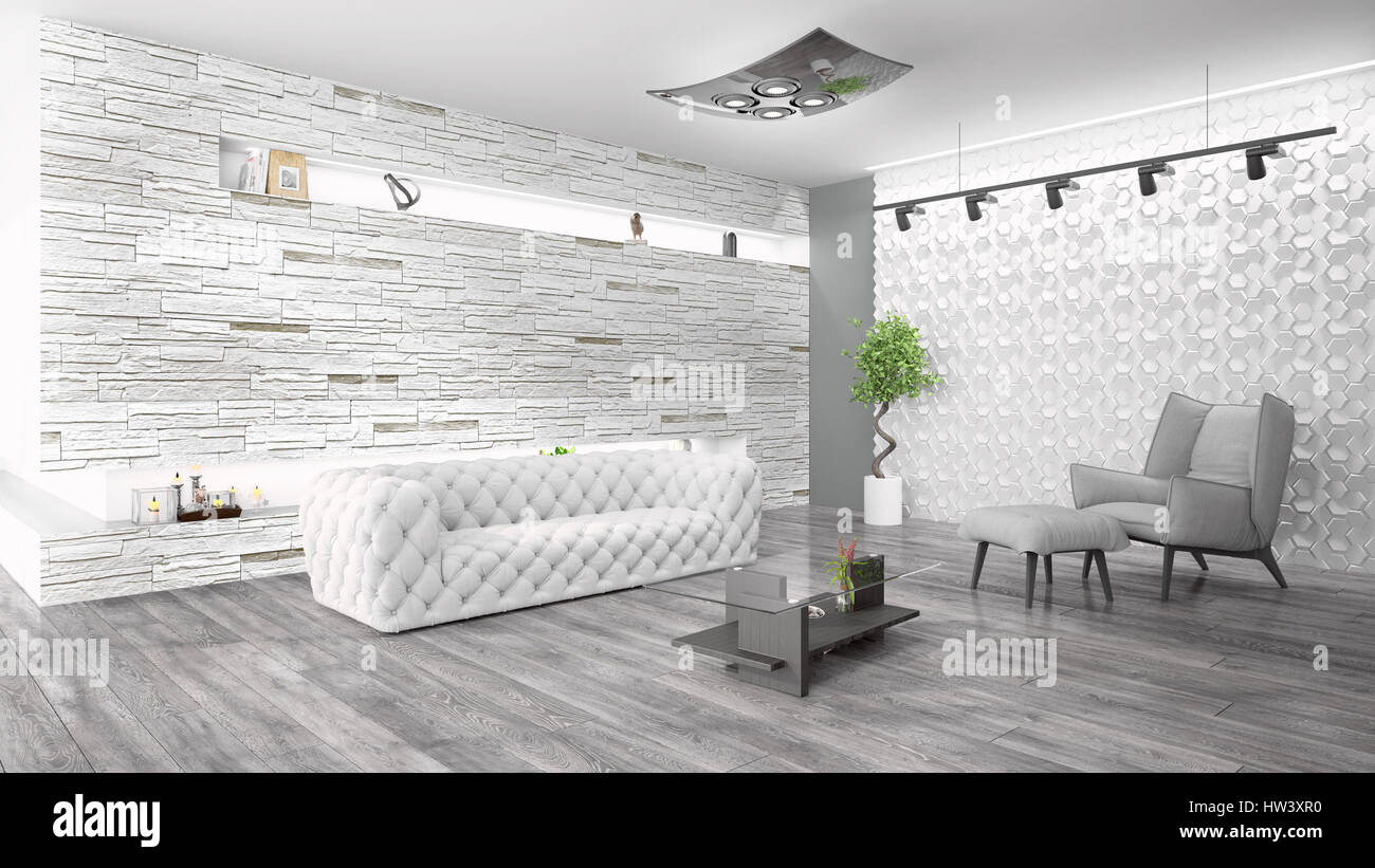 Modern bright interior . 3D rendering Stock Photo - Alamy