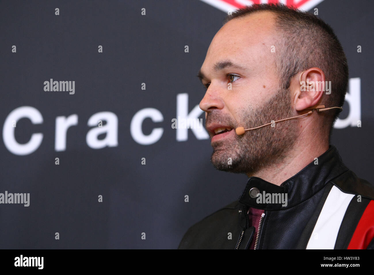 Barcelona soccer player Andres Iniesta during an act of the signature ...