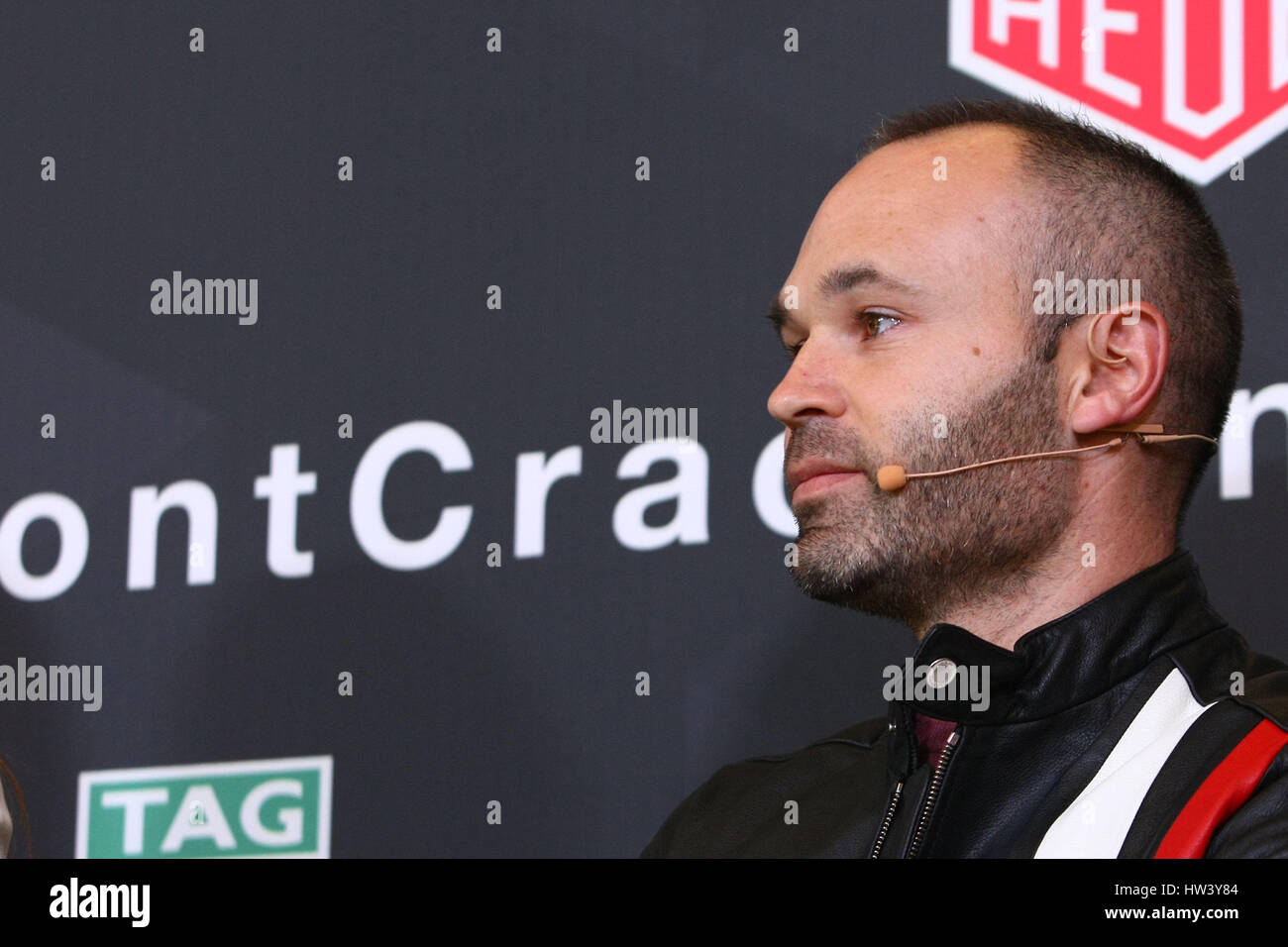 Barcelona soccer player Andres Iniesta during an act of the signature ...