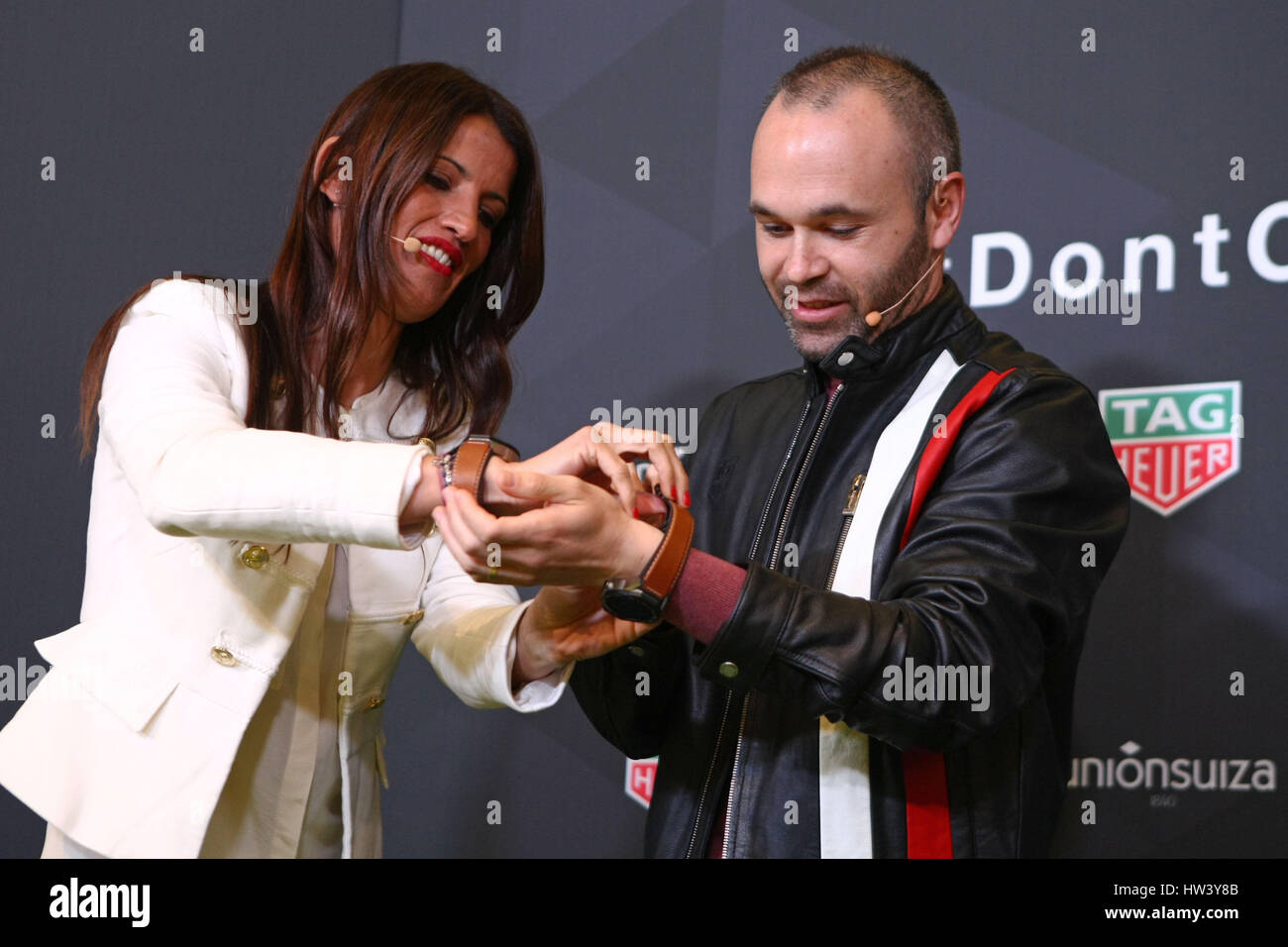Barcelona soccer player Andres Iniesta during an act of the signature ...