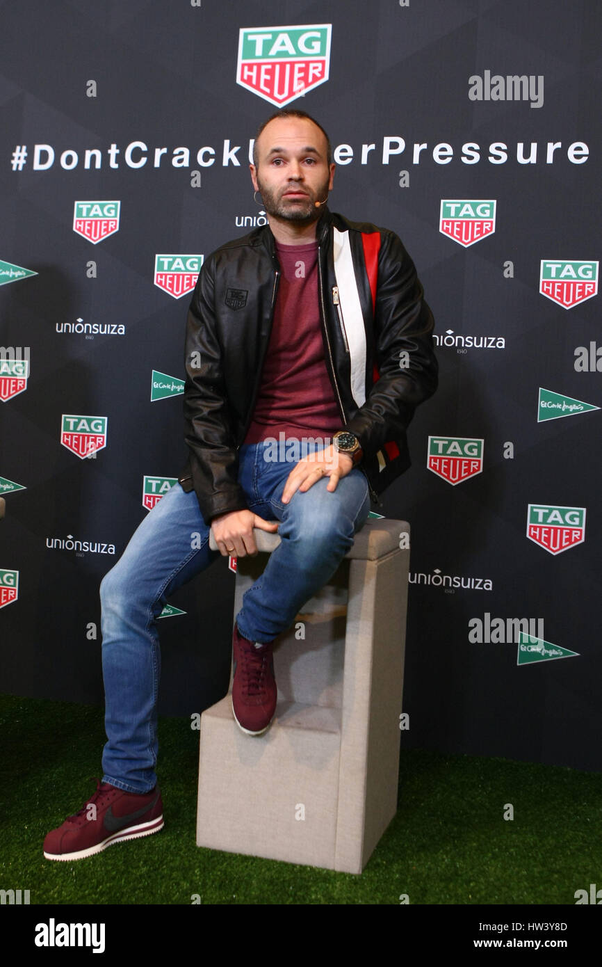 Barcelona soccer player Andres Iniesta during an act of the signature ...
