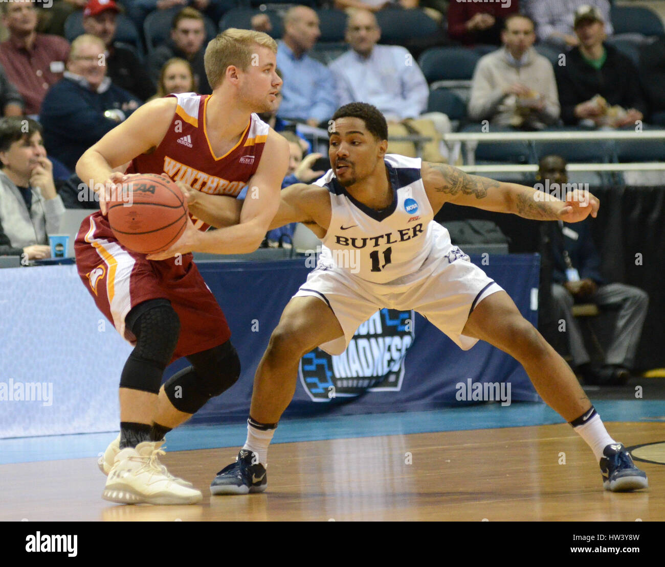 Milwaukee, Wisconsin, USA. 16th Mar, 2017. Butler's Kethan Savage tries ...