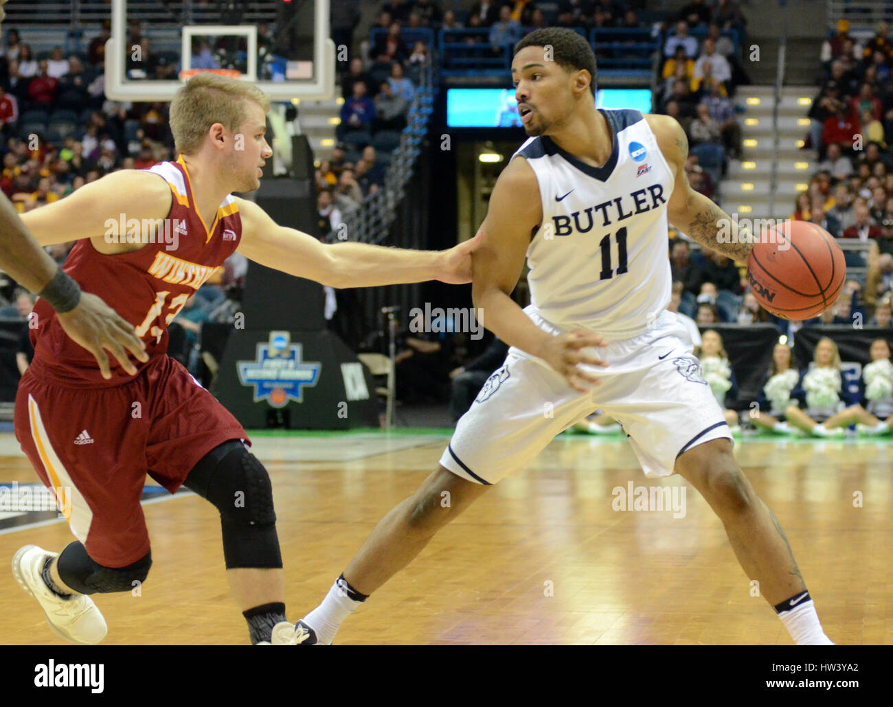 Milwaukee, Wisconsin, USA. 16th Mar, 2017. Butler's Kethan Savage looks ...