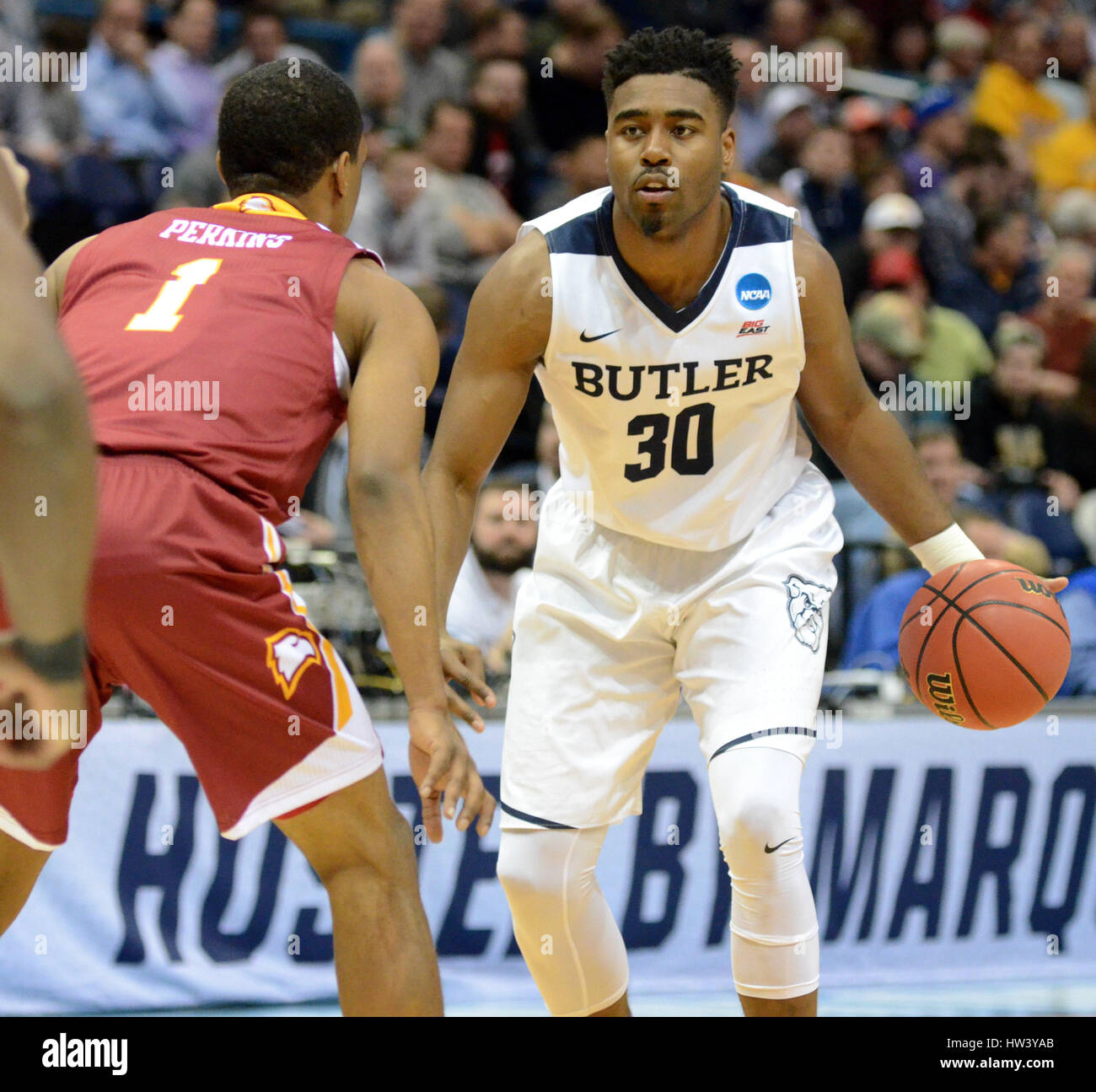 Milwaukee, Wisconsin, USA. 16th Mar, 2017. Butler's Kelan Martin looks ...