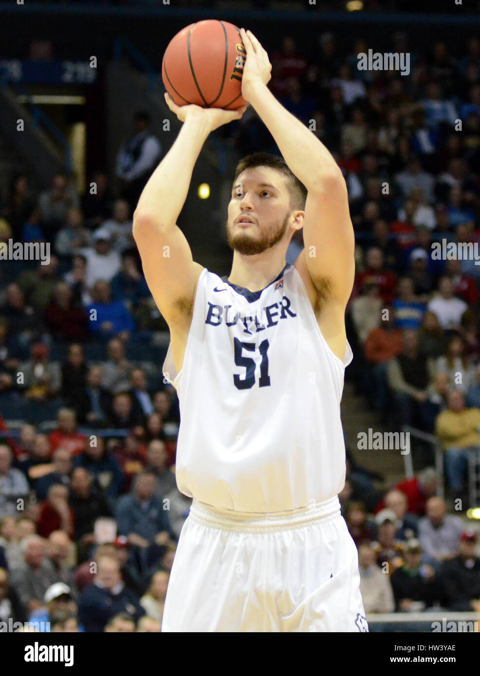 Milwaukee, Wisconsin, USA. 16th Mar, 2017. Butler's Nate Fowler ...