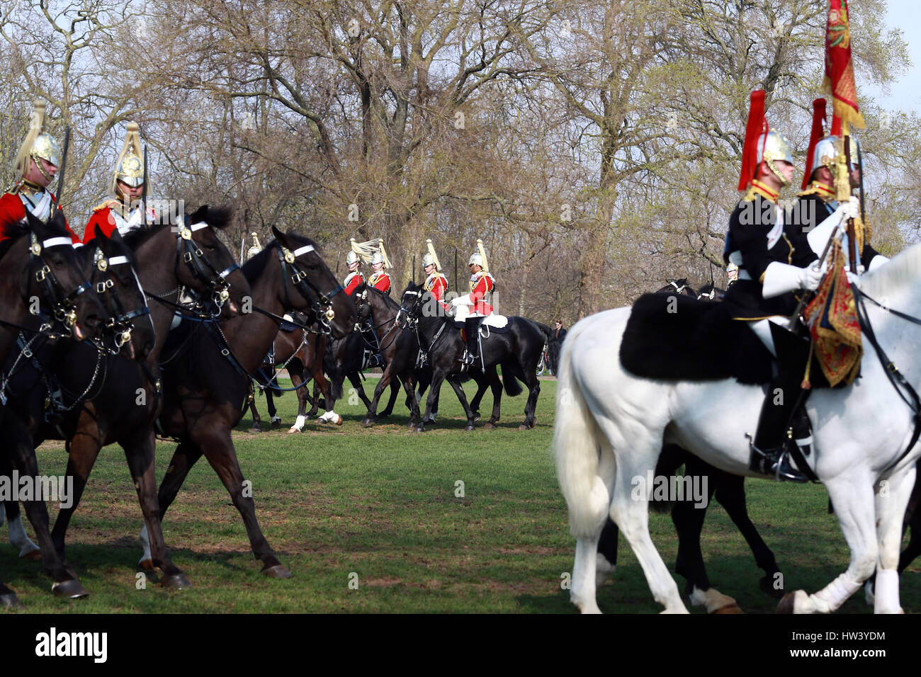 London, UK. 16th Mar, 2017. Members of HM Household Cavalry parade for ...