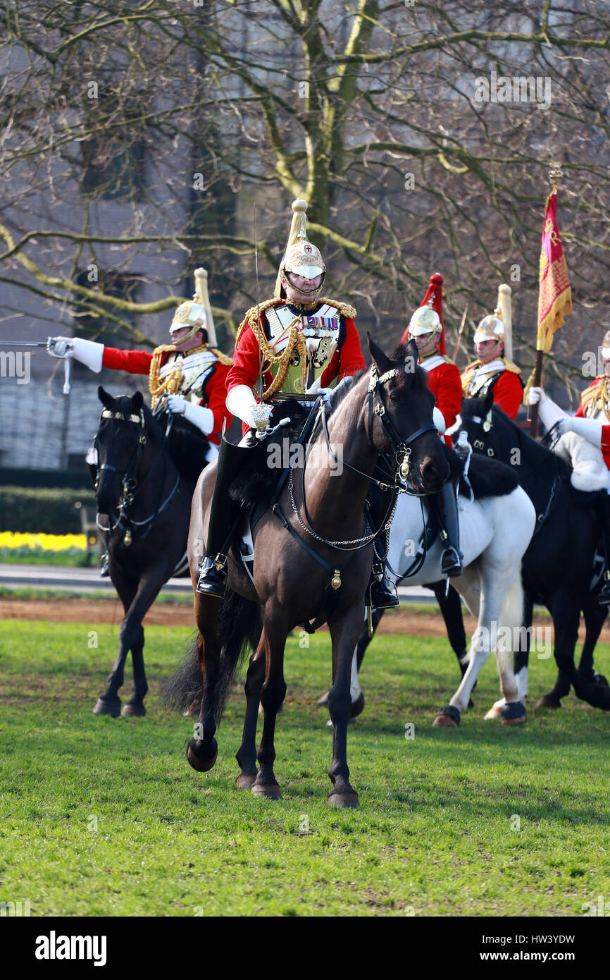London, UK. 16th Mar, 2017. Members of HM Household Cavalry parade for ...
