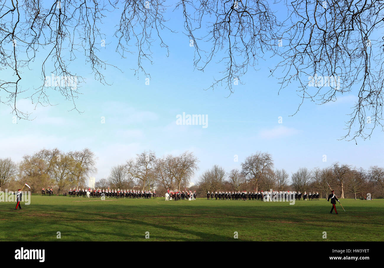 London, UK. 16th Mar, 2017. Members of HM Household Cavalry parade for ...