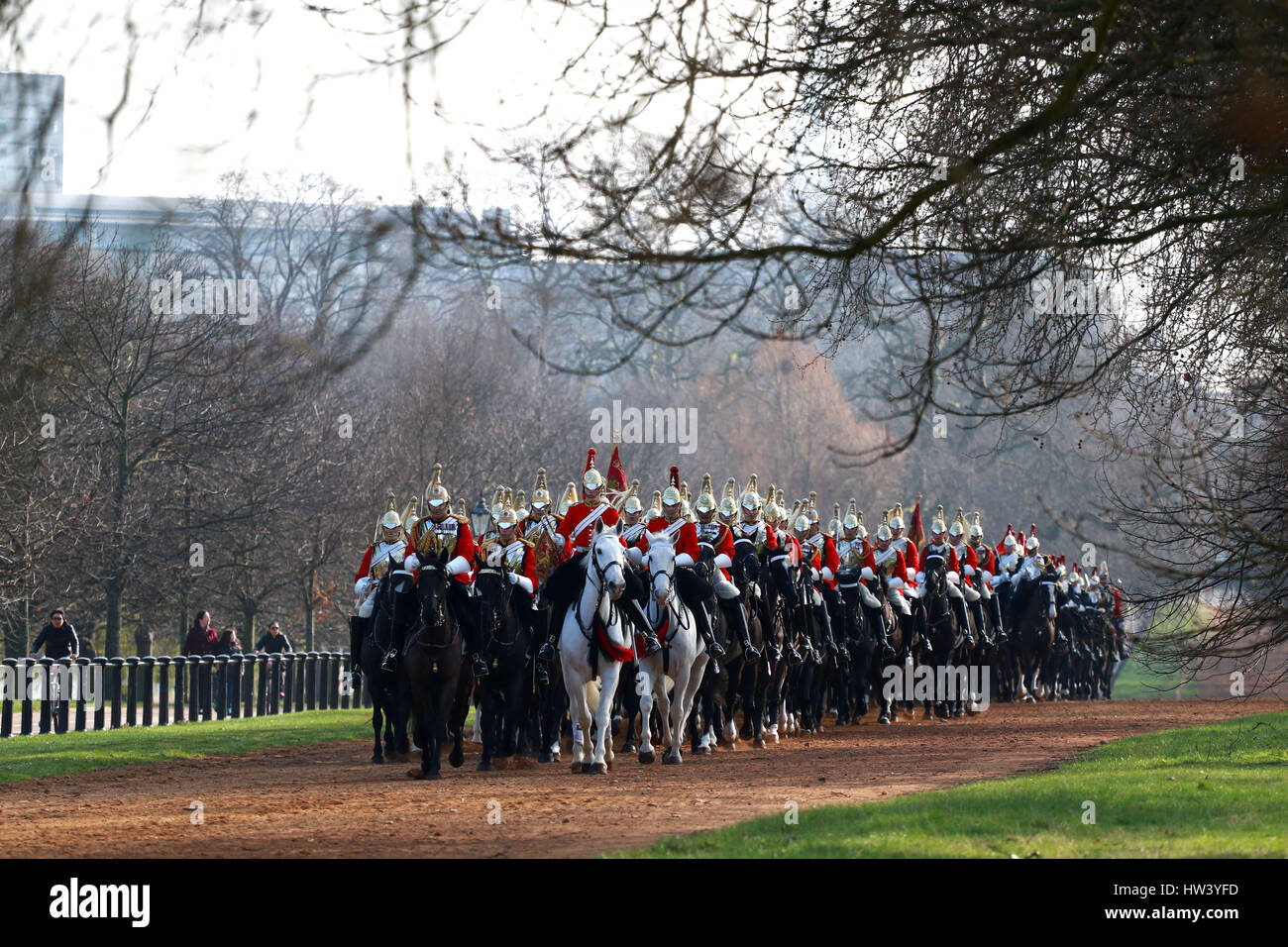 London, UK. 16th Mar, 2017. Members of HM Household Cavalry parade for ...