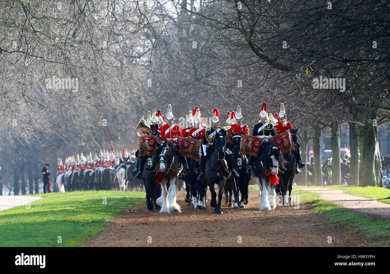 London, UK. 16th Mar, 2017. Members of HM Household Cavalry parade for ...