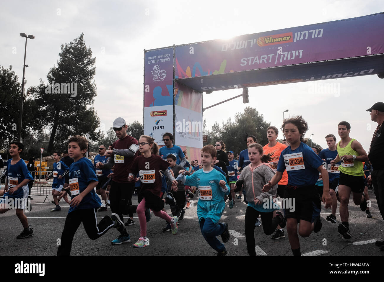 Jerusalem, Israel. 17th March, 2017. Runners take off for a 5Km race in ...