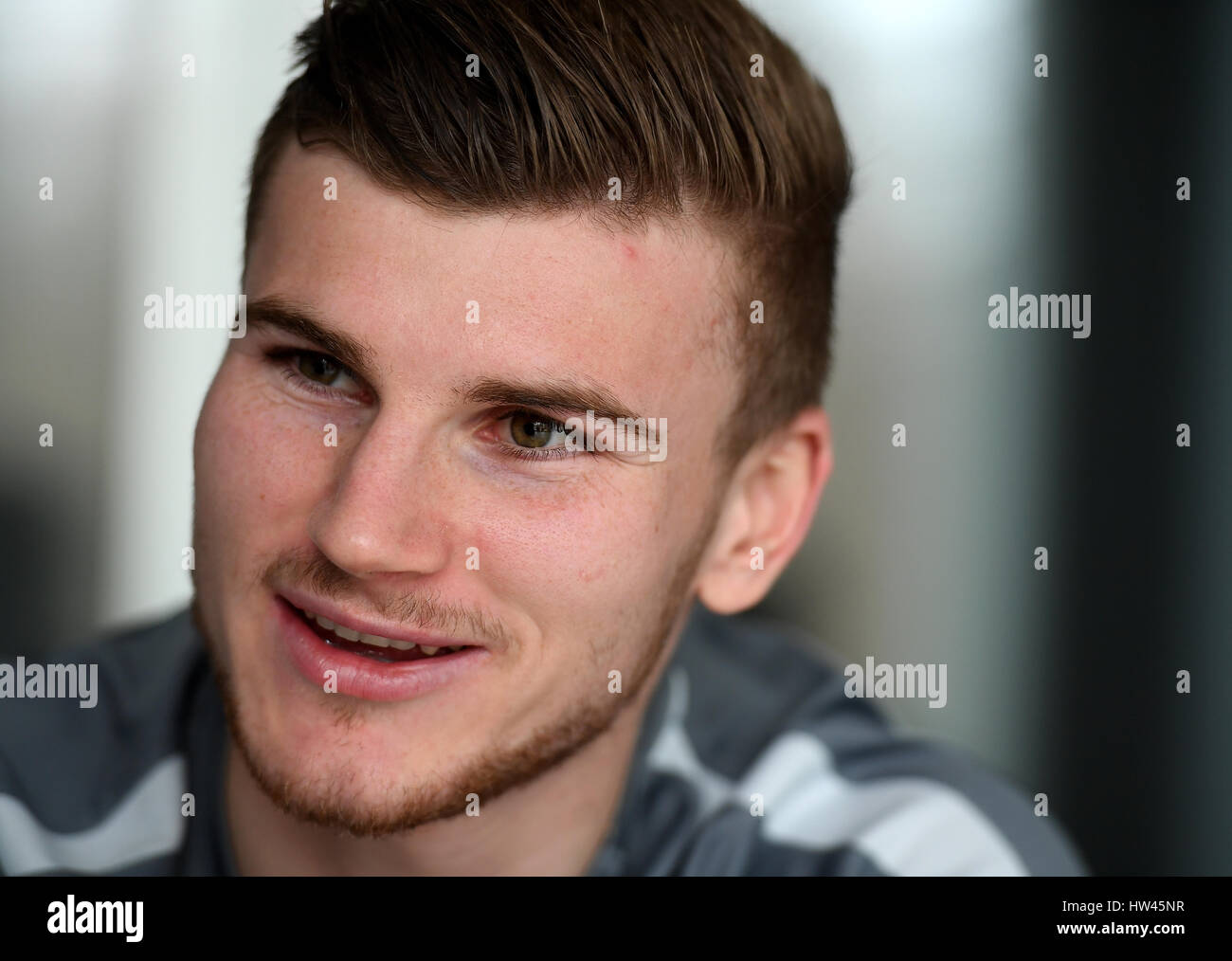 The RB Leipzig striker Timo Werner during an interview with the German ...